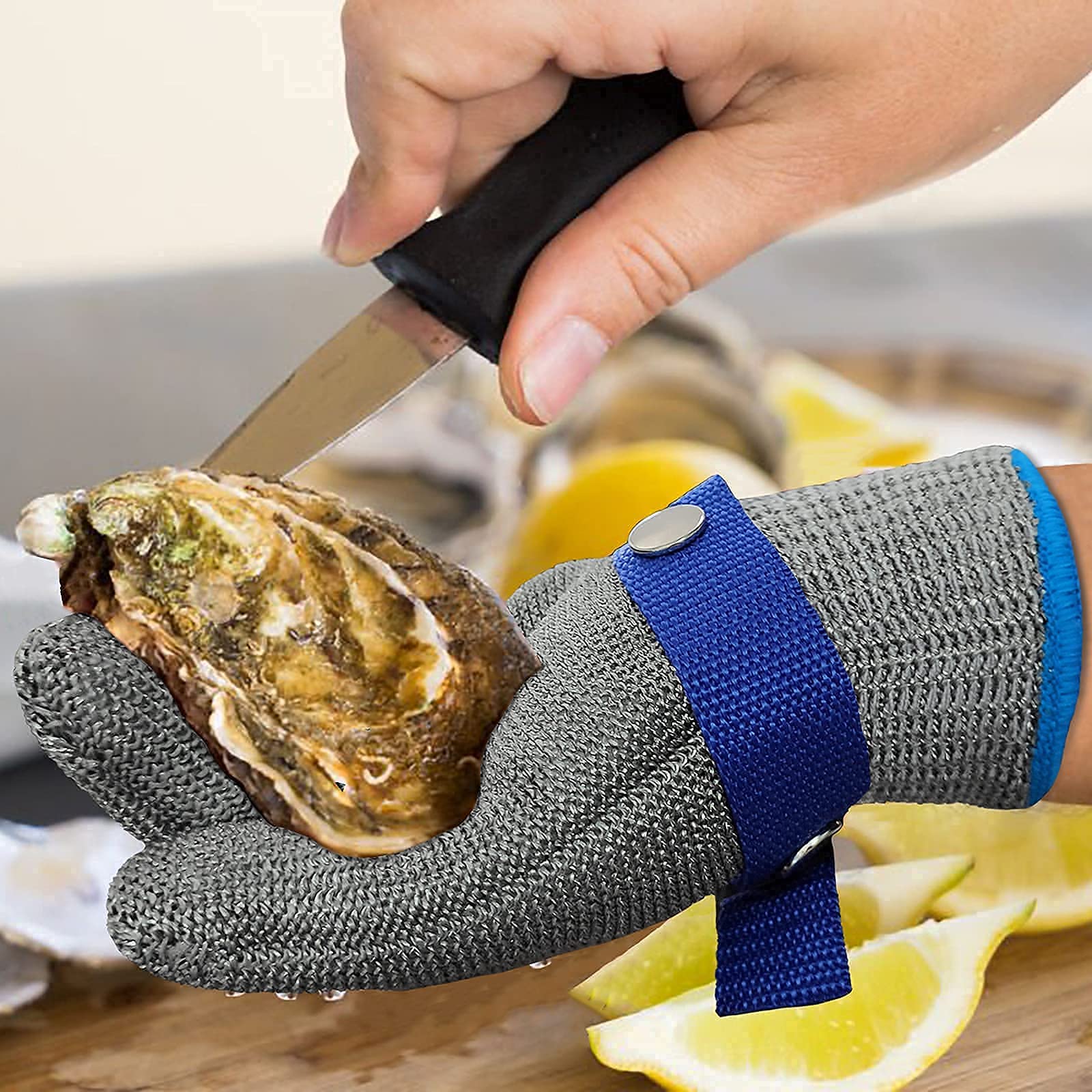 TS 2.0 ANSI A9 Cut Resistant Glove Stainless Steel Mesh Metal Wire Glove Durable Rustproof Reliable Cutting Glove for Meat Processing, Food Cutting (Medium)