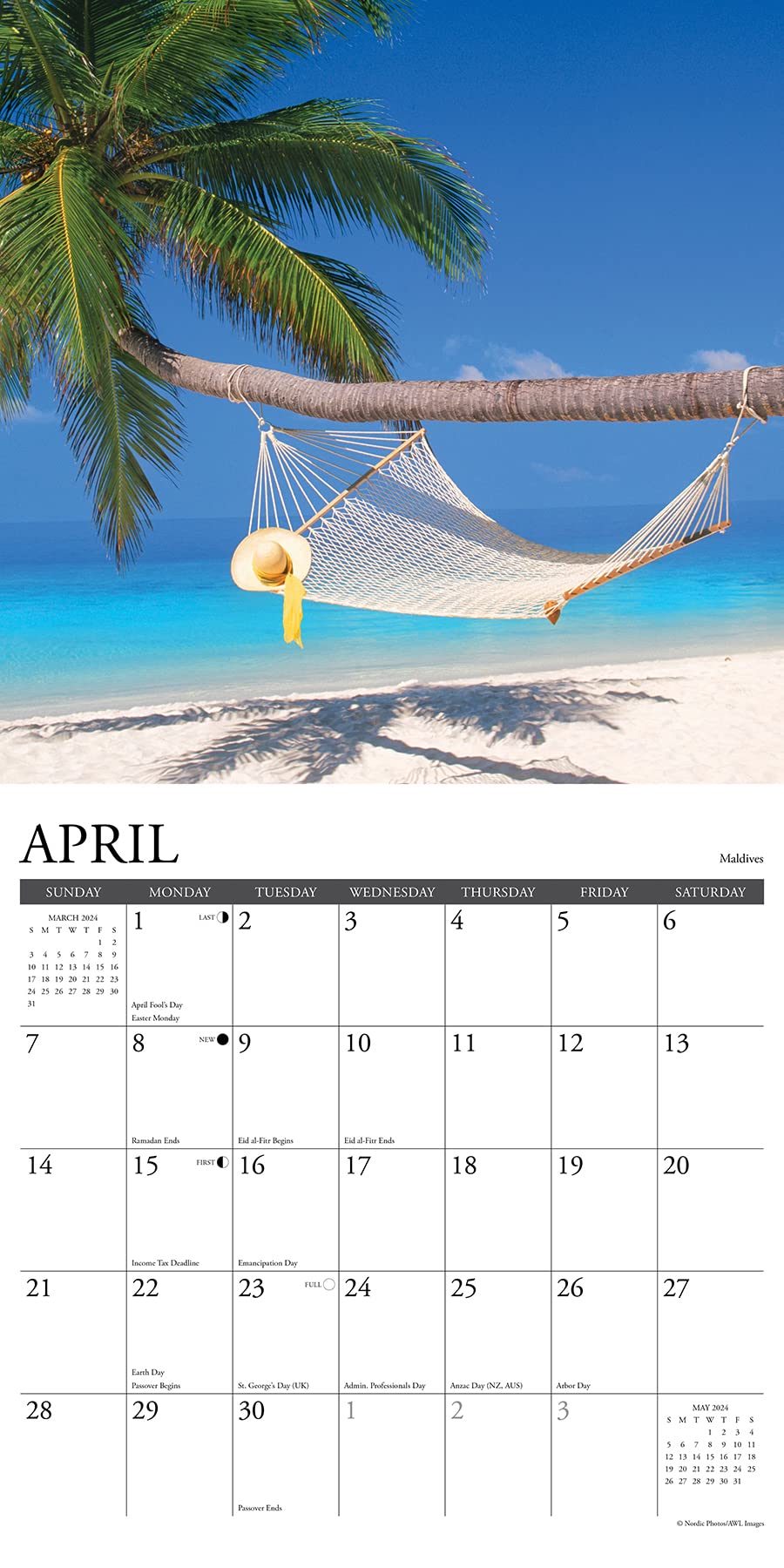 Willow Creek Press Ah, The Beach! Monthly 2024 Wall Calendar (12" x 12")