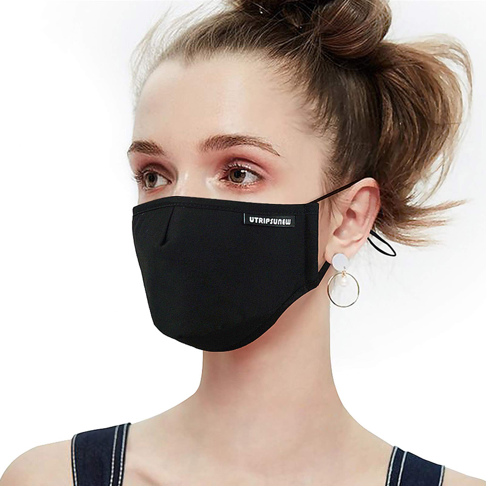 UTRIPSUNEW Face Masks for Women - Cotton Face Mask Washable Reusable Cloth Mask with 4 Filters Adjustable Ear Loops & Nose Wire