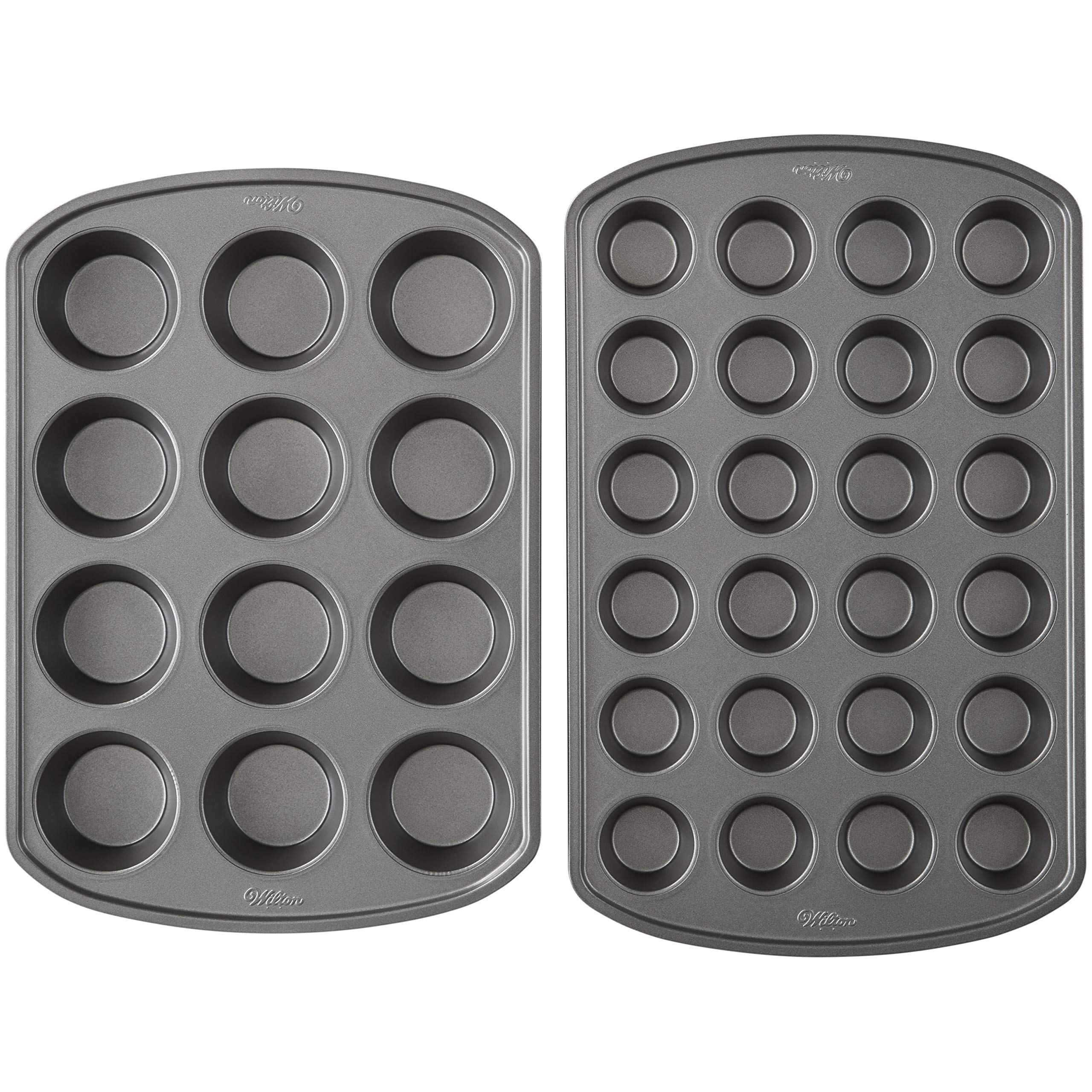 Wilton Perfect Results Premium Non-Stick Mini and Standard Muffin Pan Set of 2, Steel