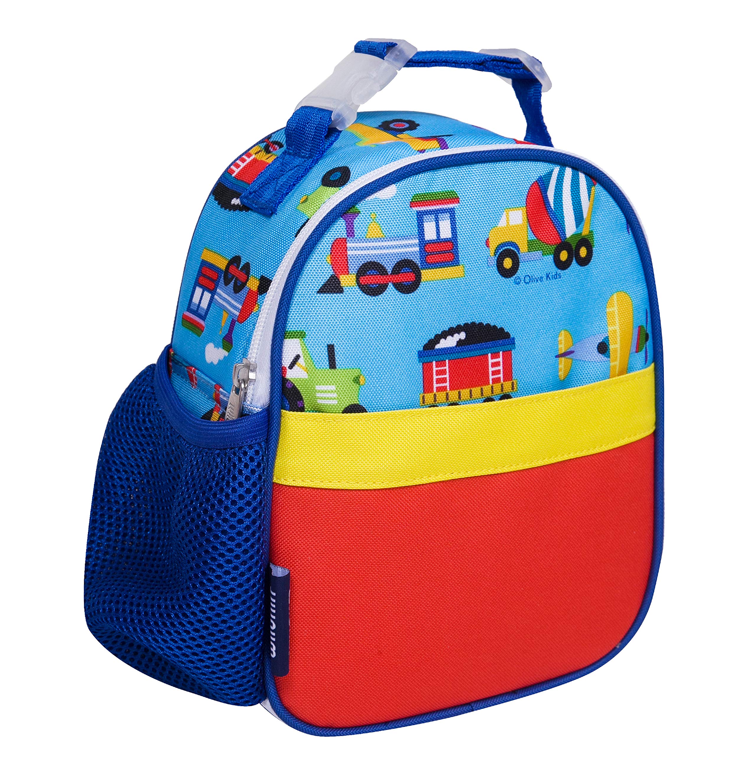 Wildkin Clip-In Lunch Box and Nesting Snack Container Bundle with Ice Pack and 16 Oz Water Bottle: Your Complete Mealtime Companion (Trains, Planes & Trucks)