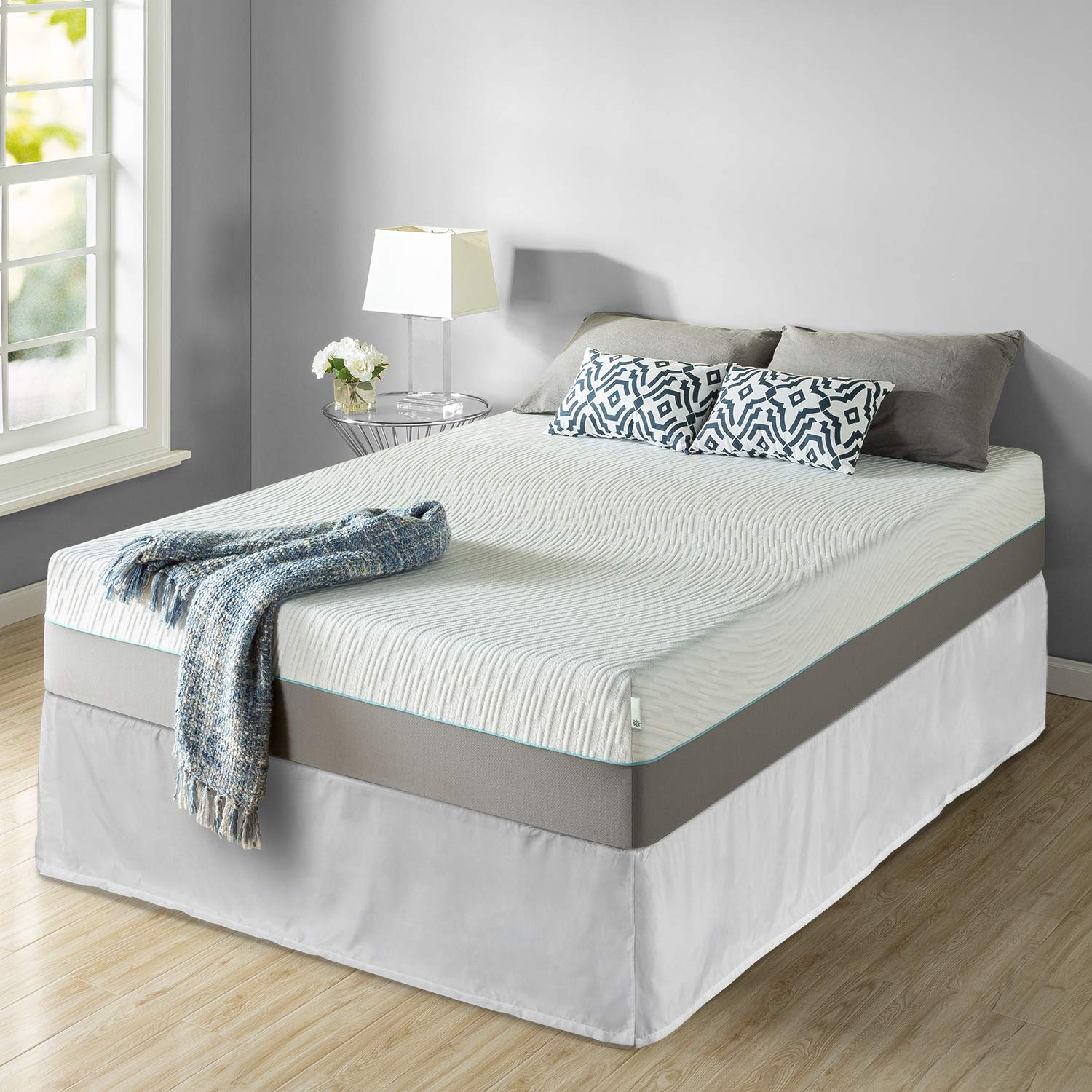 Zinus 13 Inch Green Tea Pressure Relief Memory Foam Mattress/Zoned Airflow Design/CertiPUR-US Certified/Bed-in-a-Box, Queen