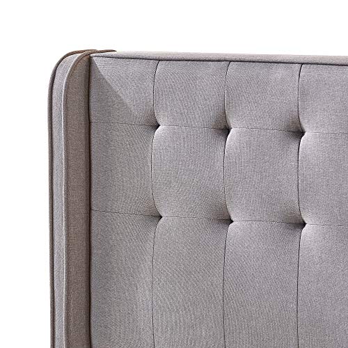 ZINUS Benton Upholstered Platform Bed Frame with Wingback Headboard / Mattress Foundation / No Box Spring Needed / Wood Slat Support / Tufted Headboard, Queen