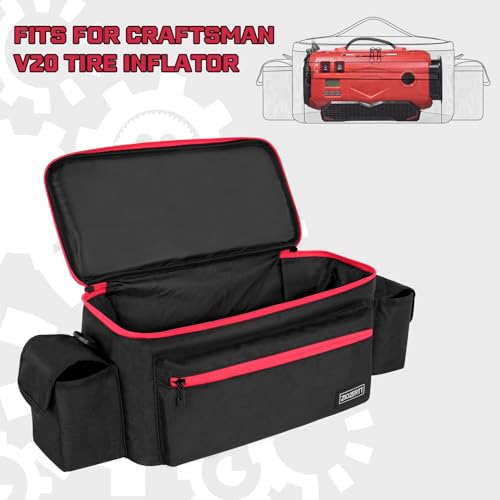 ZIOZERTT Air Compressor Bag Compatible with Milwaukee M18 Tire Inflator 2848-20/Craftsman V20, Air Pump Carrying Case Fits for Milwaukee Tools Accessories and 18V Battery, Black (Bag Only)
