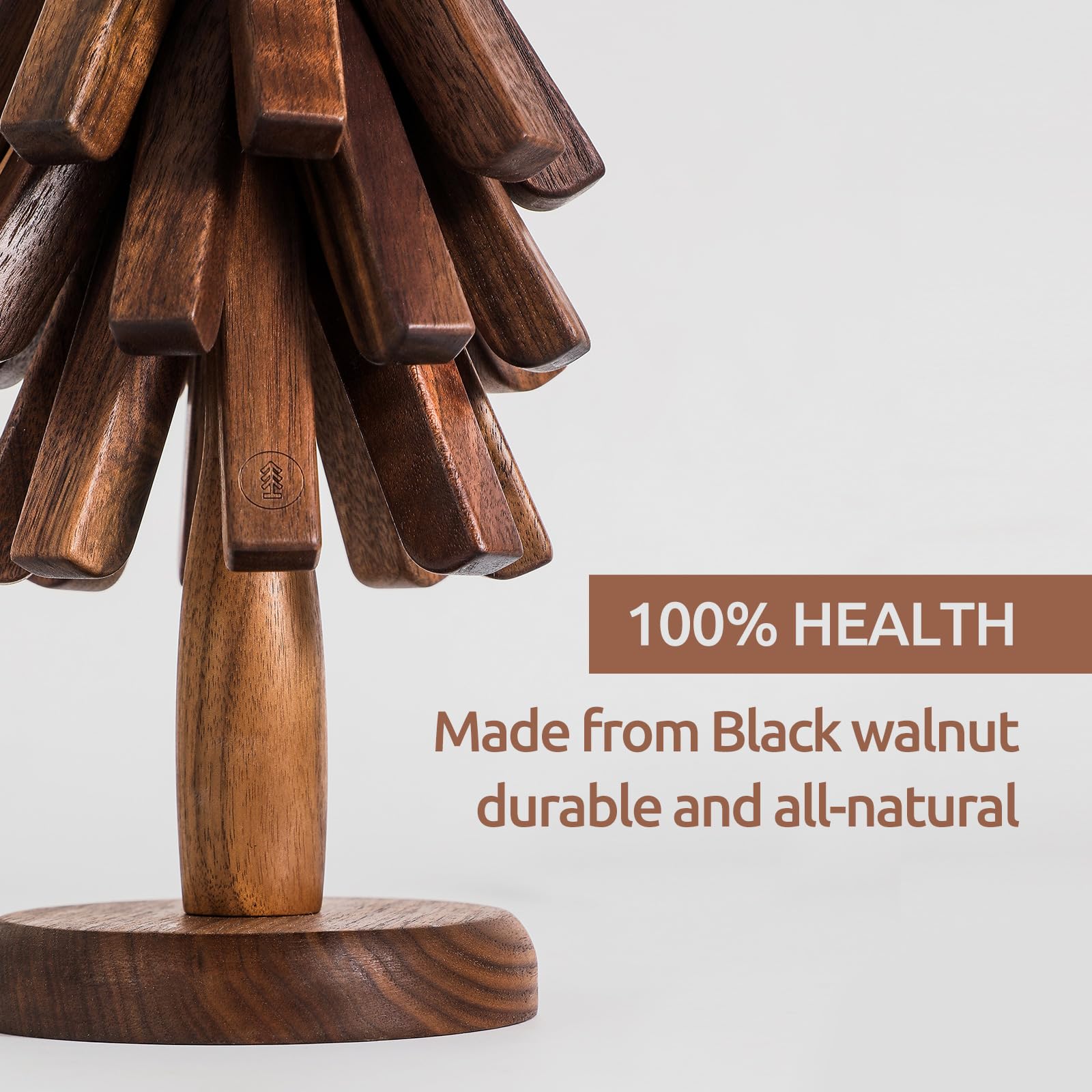 Wooden Trivets for Hot Dishes Tree Shape Trivet Set Coaster for Teapot Hot Pots (Black Walnut)