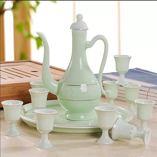 ZLXDP Household White Wine Glass Set Ceramic Chinese Antique Wine Pot Wine Cup Small Wine Cup Wine Distributor