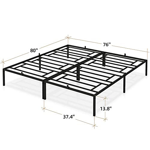 SunnyFurn King Bed Frame Platform,14 Inch Metal King Size Bed Frames No Box Spring Needed,Heavy Duty Steel Slat Mattress Foundation,Easy Assembly,No Noise and No Shaking
