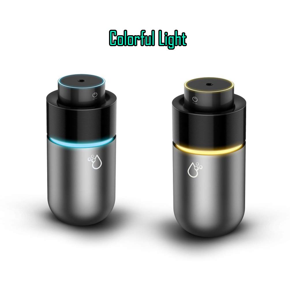 Vyaime Car Diffuser Car Humidifier, USB Essential Oil Diffusers 7 Colors LED Lights 200mL Big Capacity Aromatherapy Diffuser(Black-Grey)