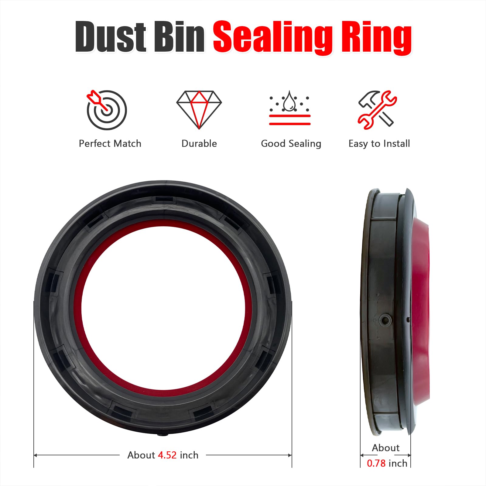 V11 V15 Dust Bin Sealing Ring Compatible with Dyson V11 SV14 SV15 V15 SV22 Canister Replacement Parts, Replacement for Dyson SV14 SV15 SV22 Animal Dust bin/Dirt Cup Accessories