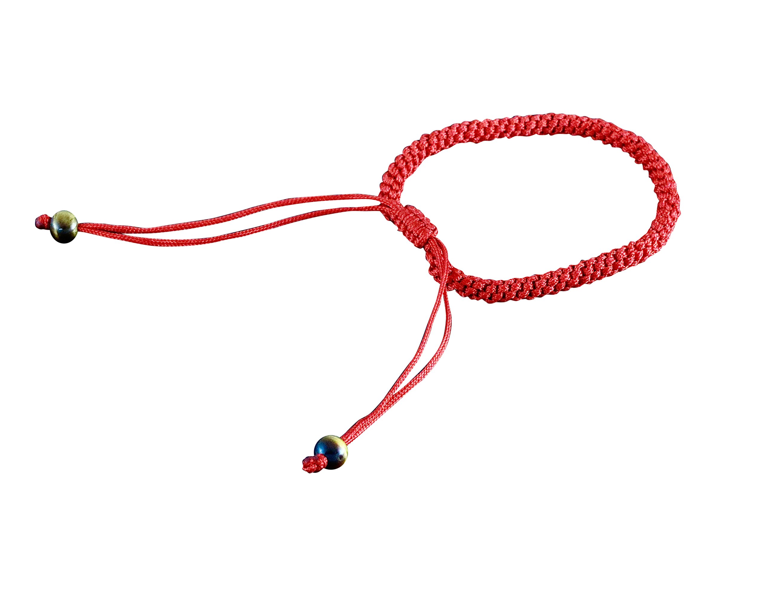 WizardPins Handmade Kabbalah Red String Bracelet with 2 Tiger Eye Bead- Good for Prosperity and Success
