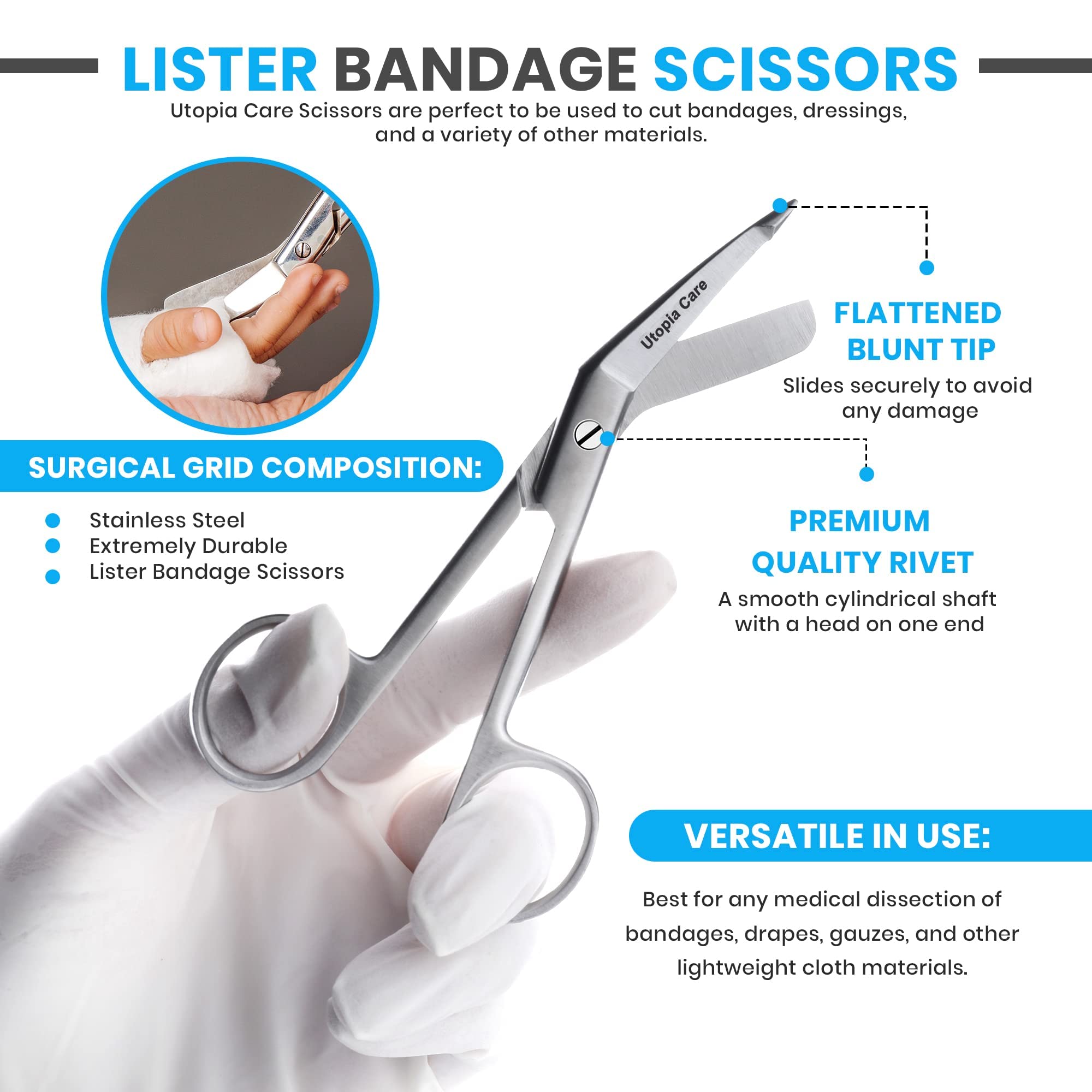 Utopia Care Medical Scissors - EMT and Trauma Shears - 5.5 Inch Nursing and Surgical Scissors - Stainless Steel Bandage Scissors for Nurses (Silver)