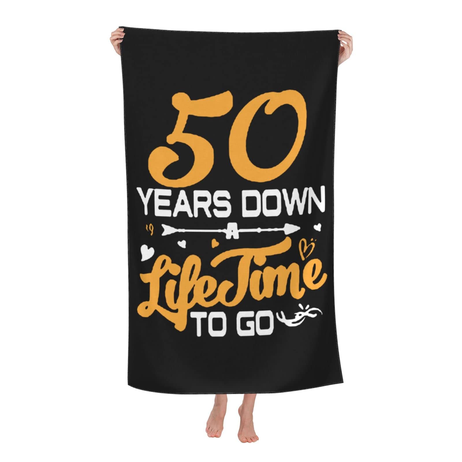 Zahika 50th Wedding Anniversary Beach Towel Absorbent Bathroom Towels Beach Towels Oversized Super β32x52 Inch