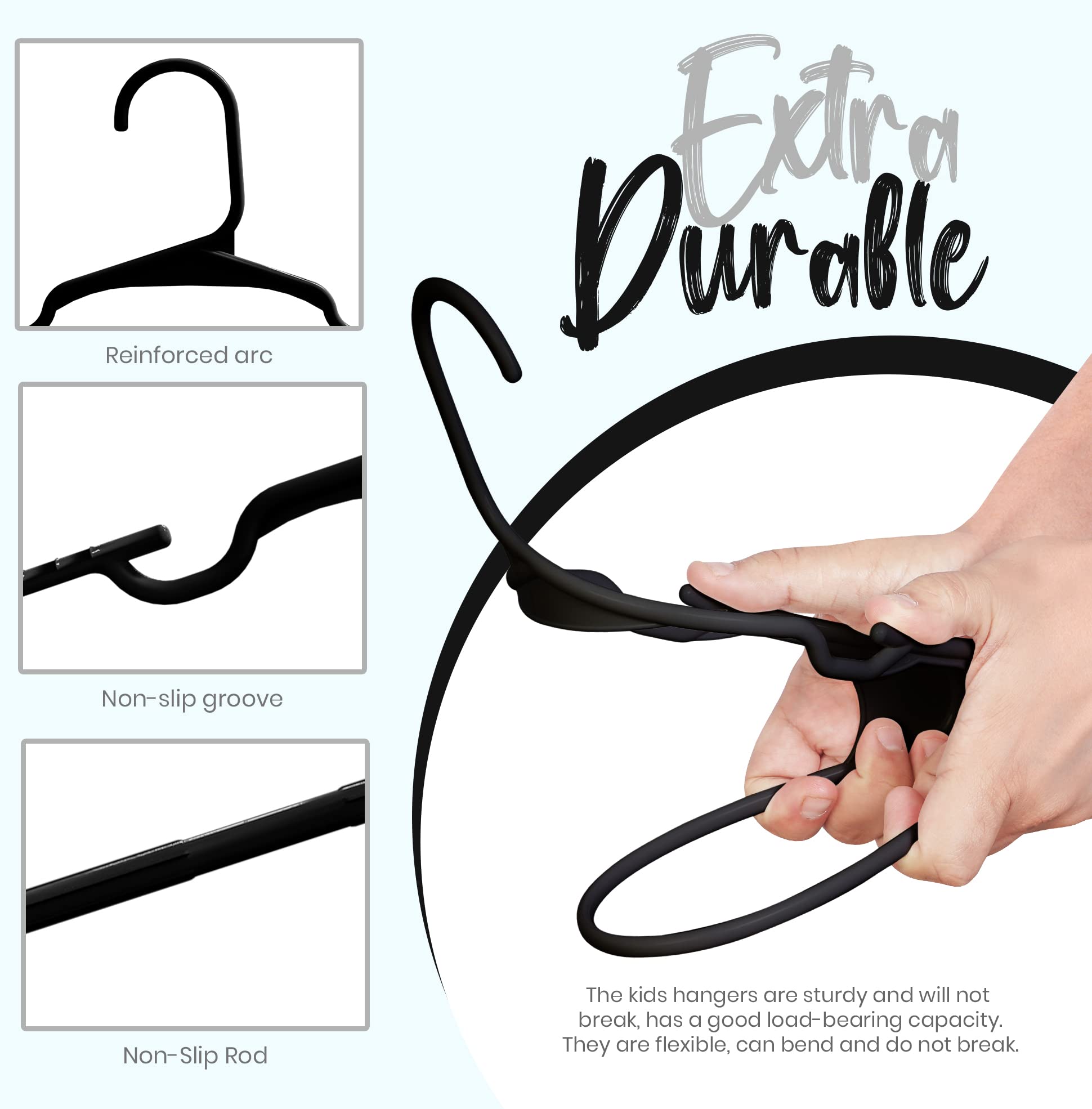 Utopia Home 60 Pack Kids Hangers - 11.5 Inch Plastic Baby Hangers for Closet - Childrens Hangers for Clothes & Infant Hangers for Closet - Ideal for Everyday Standard Use (Black)