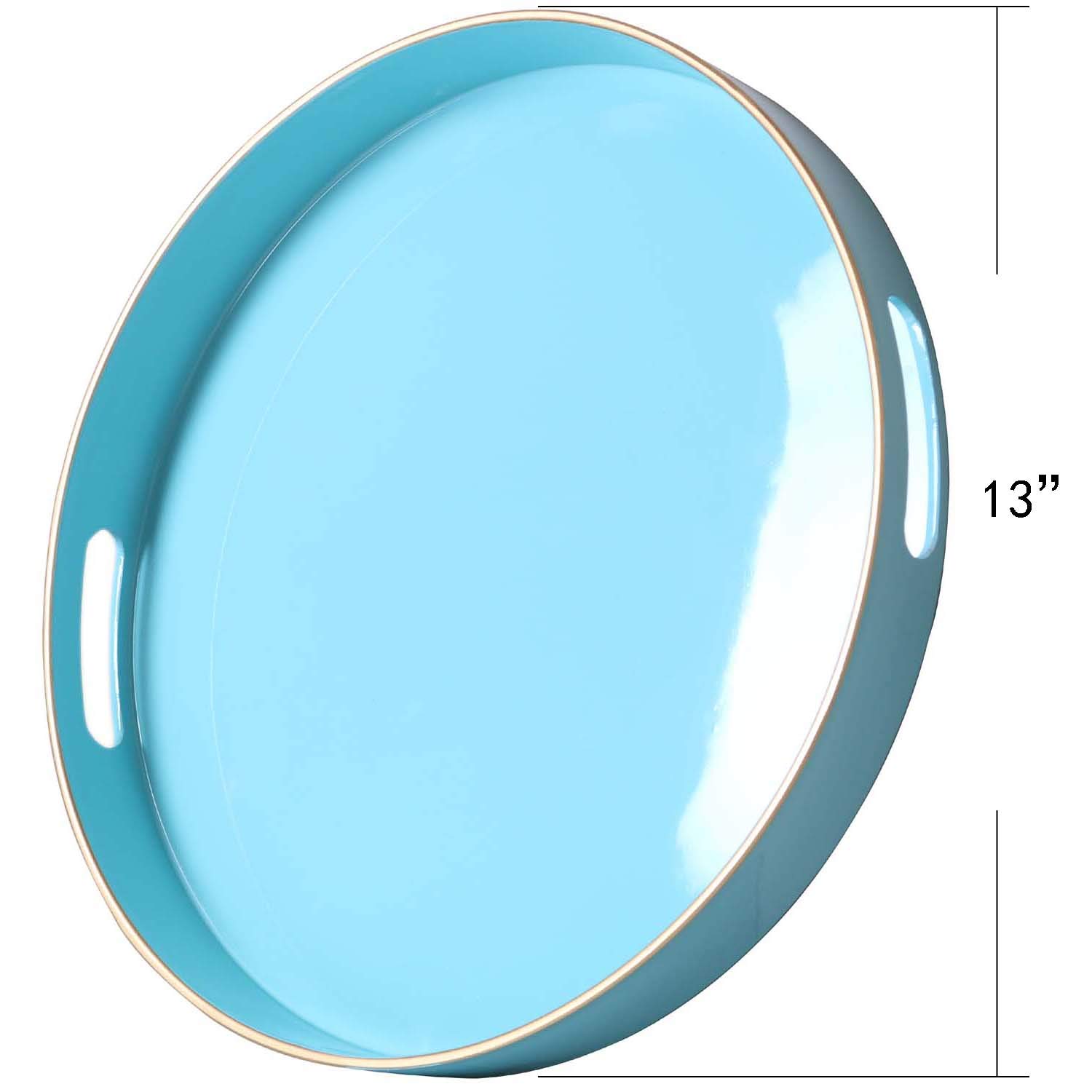Zosenley Decorative Tray, Round Plastic Tray with Handles, Modern Vanity Tray and Serving Tray for Ottoman, Coffee Table, Kitchen and Bathroom, Size 13β (Pink)