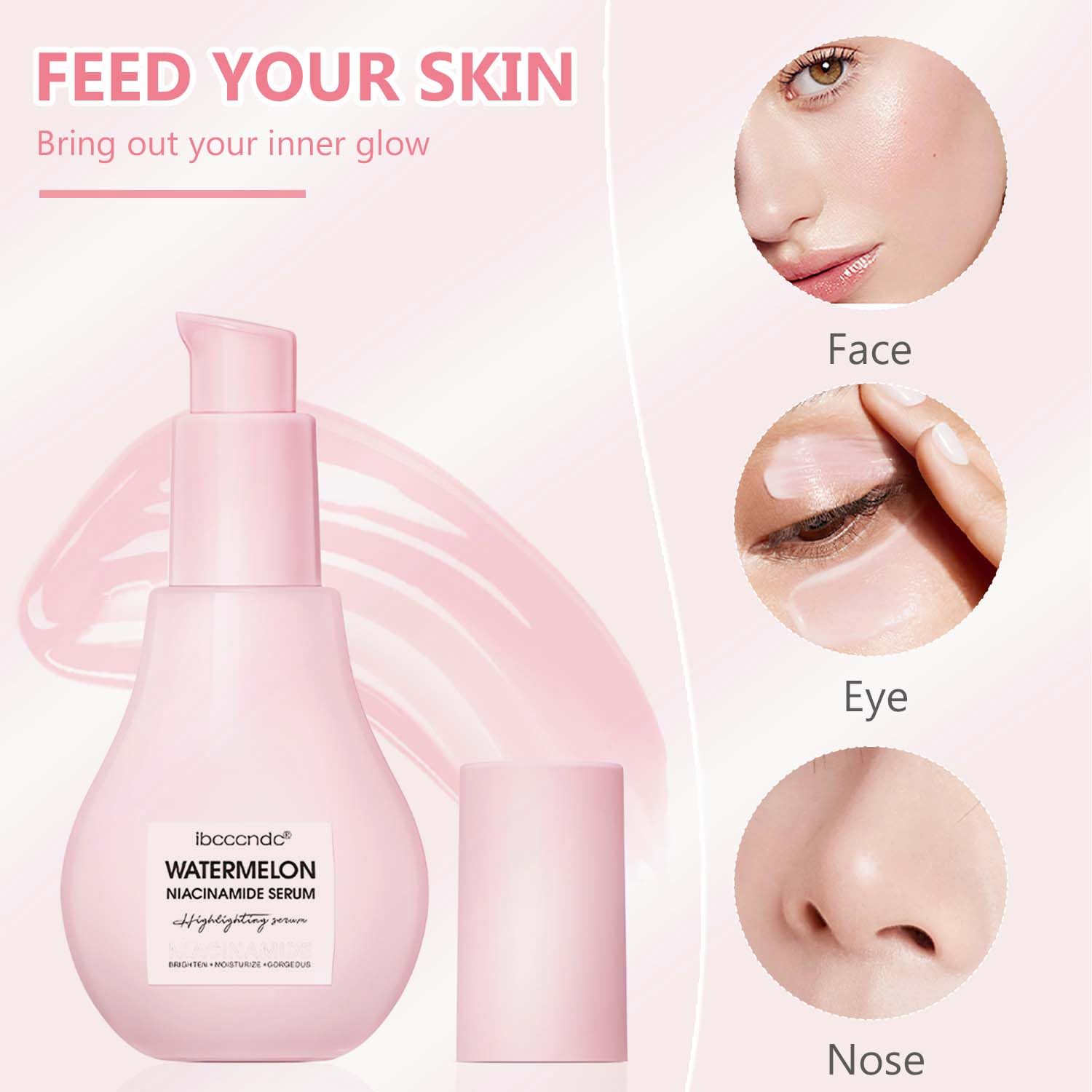 Watermelon Niacinamide Serum, Watermelon Highlighting Serum - Moisturize, and Lightweight Facial Serum & Priming Liquid Highlighter