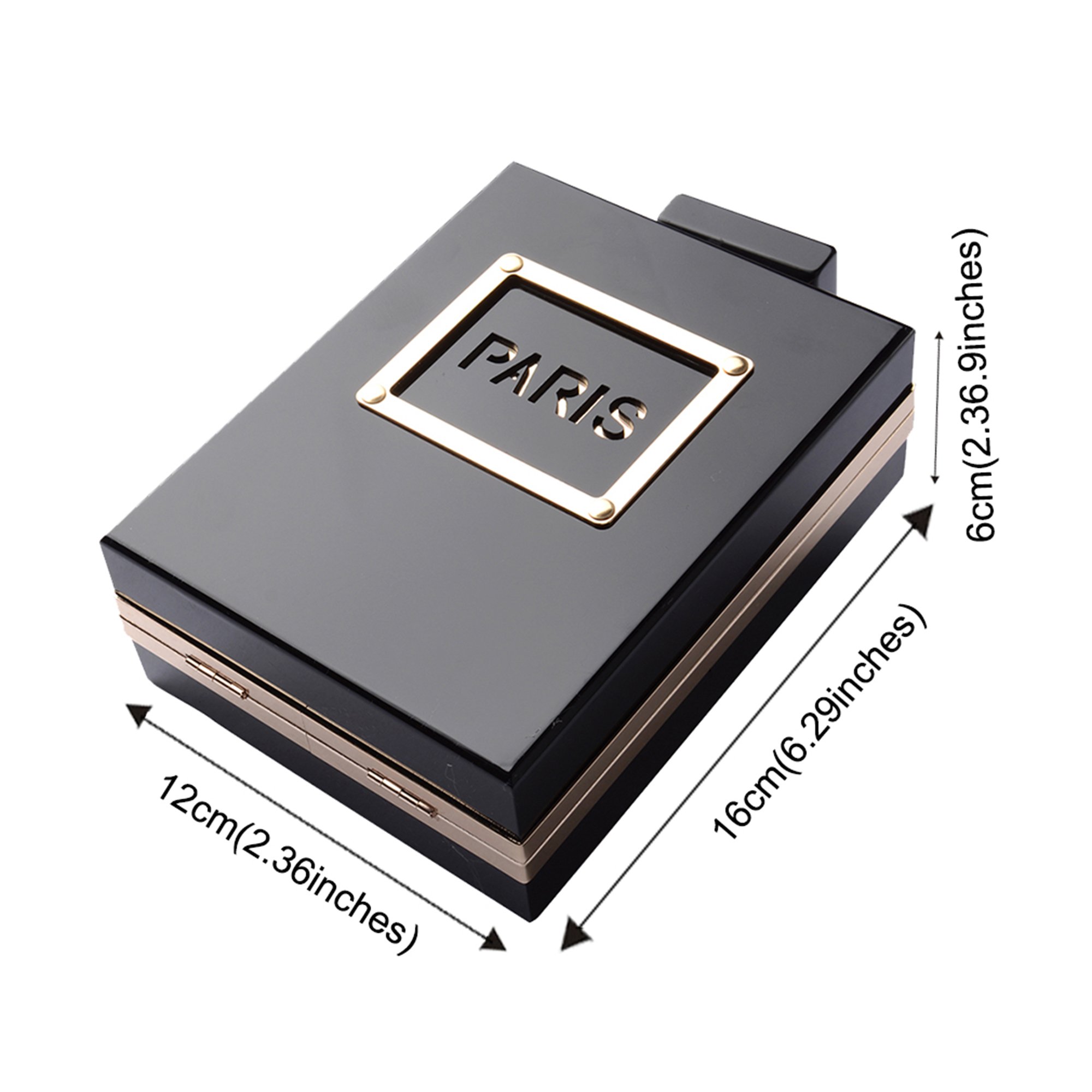 Women Acrylic Black Paris Perfume Shape Evening Bags Purses Clutch Vintage Banquet Handbag