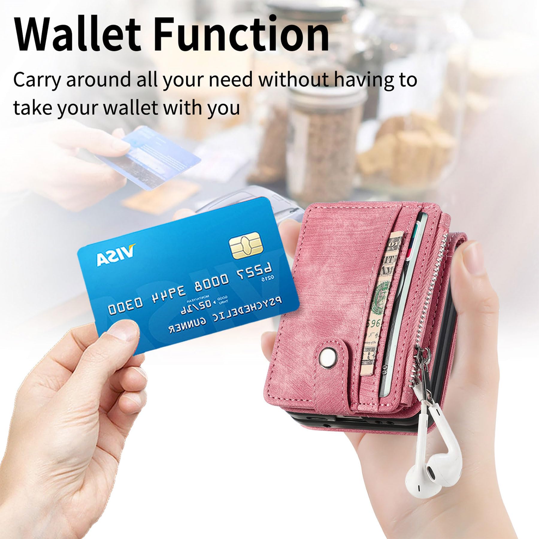ZCDAYE Wallet Case for Samsung Galaxy Z Flip 5 Case,Samsung Z Flip 5(2023) Case, Samsung Galaxy Z Flip 5 Leather Case with Removable Card Holder - Red