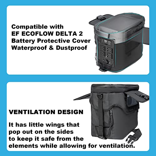 Waterproof Carrying Bag Compatible with ECOFLOW DELTA 2 Portable Power Station, Protective Sleeve, Dust Cover, Portable Power Station Bag with Adjusta
