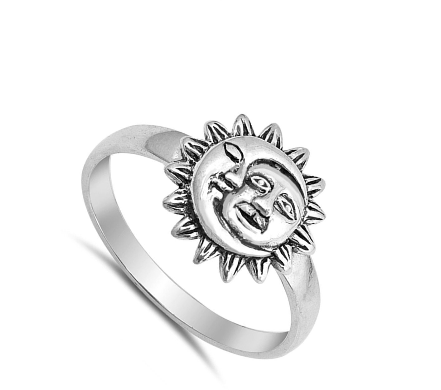 Sun Moon Universe Space Fashion Ring New .925 Sterling Silver Band Size 4