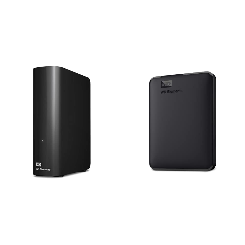 WD 12TB WD Elements Desktop Hard Drive, USB 3.0 - WDBWLG0120HBK-NESN & 2TB WD Elements Portable External Hard Drive, USB 3.0 - WDBU6Y0020BBK-WESN