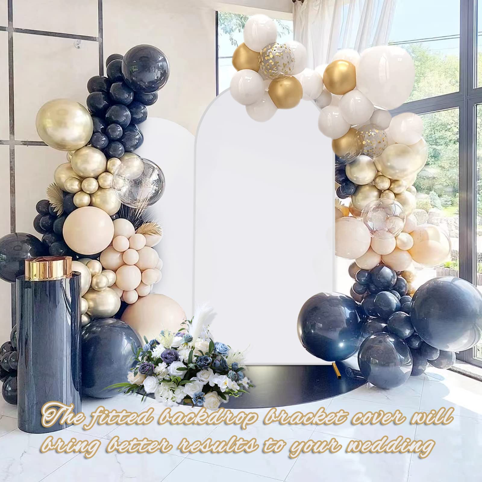 ZpigToor Spandex Fitted Arch Backdrop Cover Chiara Backdrop Cover,2-Sided Wedding Arch Cover for Wedding Ceremony Birthday Party Baby Shower Banquet Decoration (2.6 x 6 ft, White)(Frame Not Included)