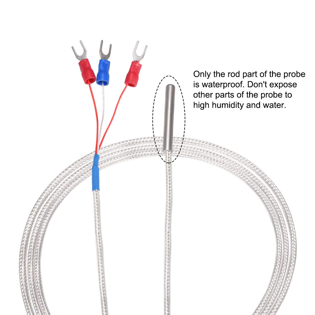 uxcell PT100 RTD Temperature Sensor Probe 3 Wires Cable Thermocouple Stainless Steel 300cm(9.8ft) (Temperature Rang: -50 to 200C)