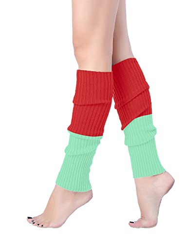 v28 Women 80s Party Warm Costume Marathon Knit Long Socks Leg Warmers (46mixi)