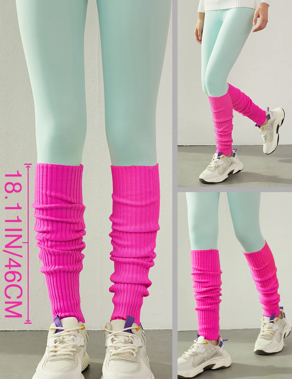 v28 Women Juniors 80s Eighty's Ribbed Leg Warmers for Party Sports(Rose)