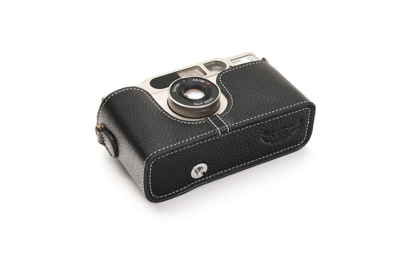 TP Original Handmade Genuine Real Leather Half Camera Case Bag Cover for Contax T2 Black Color