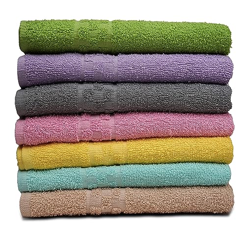 ZUPERIA 7-Pack Bath Towels - 30" x 54" - Ultra Soft 100% Cotton Large Bath Towels- Highly Absorbent for Bathroom, Pool, Gym, Spa, and Hotel Use (Colors Vareity)