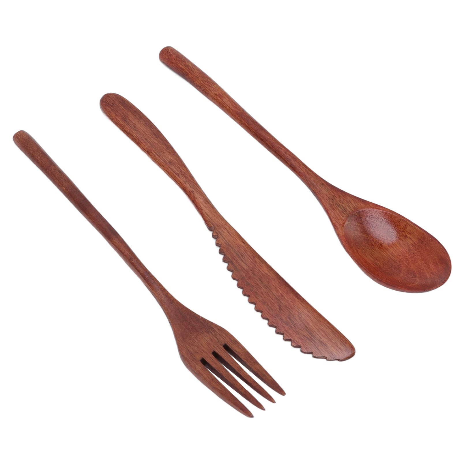 Wooden Cutlery Set Scratch Proof Durable Portable Heat Resistant Wooden Spoon Fork Cutter Tableware with Box for Dessert Salads Noodles