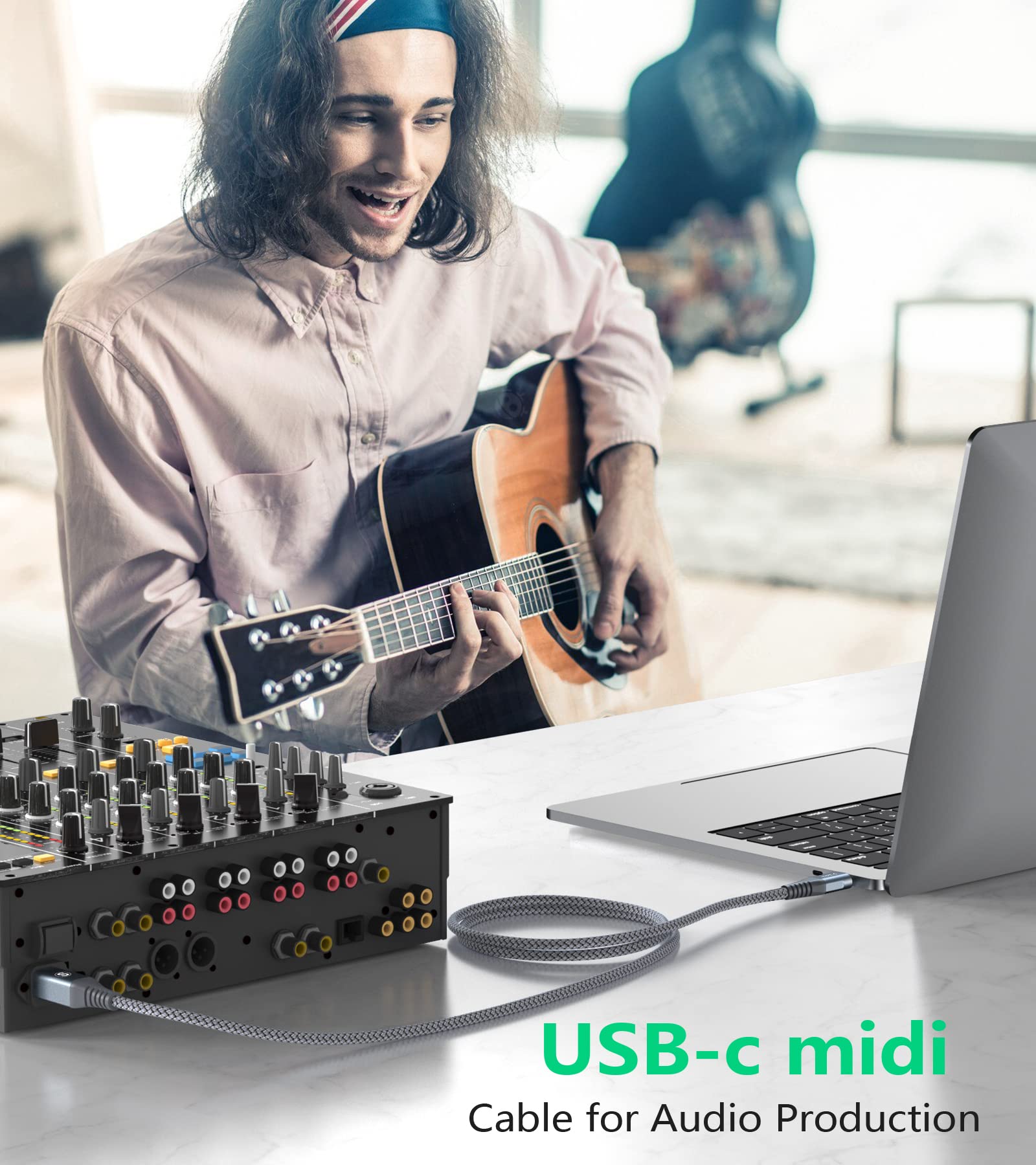 USB C Printer Cable 15ft, USB C to USB B Printer Cable Nylon Braid High-Speed USB C MIDI Cable for MacBook Pro/Air, Digital Piano MIDI Controller, HP Epson Canon Brother Lexmark Printers and Scanner
