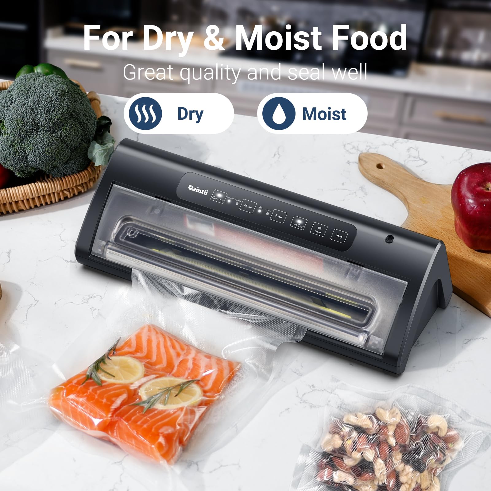 Vacuum Sealer, Automatic Powerful Vacuum Sealer Machine with Viewing Lid| Starter Kit | 7-in-1 Easy Options for Sous Vide and Food Storage