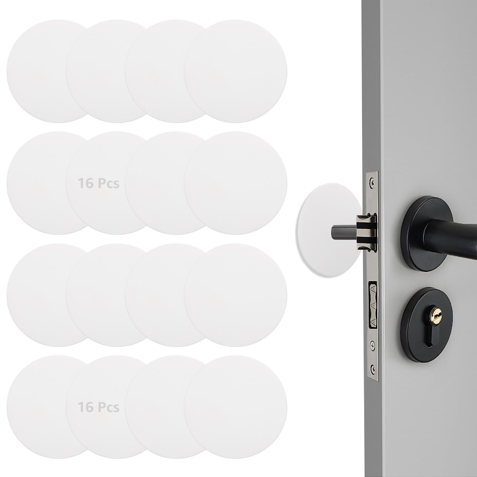 WOPPLXY 16 Pcs Door Stoppers Wall Protector, 3.15" Large White Silicone Door Bumpers with Strong Thickened Adhesive, Quiet/Shock Absorbent Door Knob Wall Protector Door Bumper to Protect Wall Surfaces
