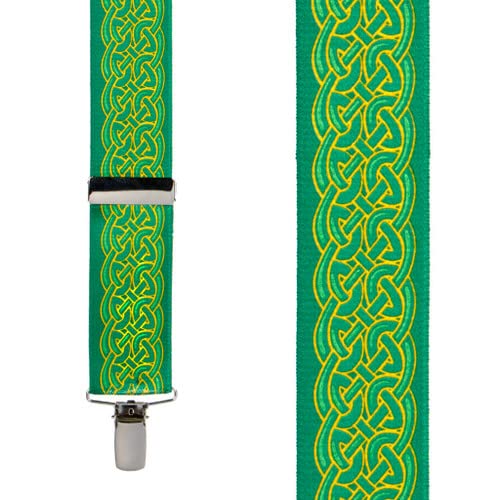 Suspender Store Novelty Irish Celtic Scroll Suspenders - 1.5-Inch Wide Elastic - X-Back - Clip - 54" for 6'1" to 6'5" tall