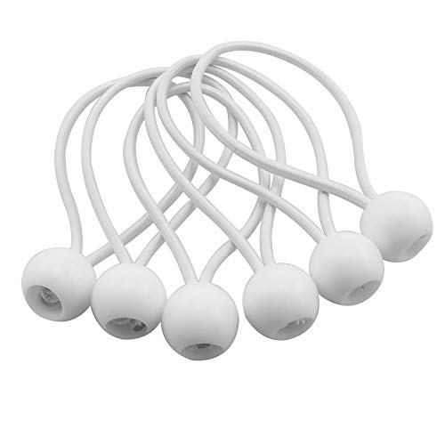 ZYAMY 6pcs Ball Head Bungee Cord White Tarp Canopy Tie Down Strap Camping Hiking Tent Accessories 5mm
