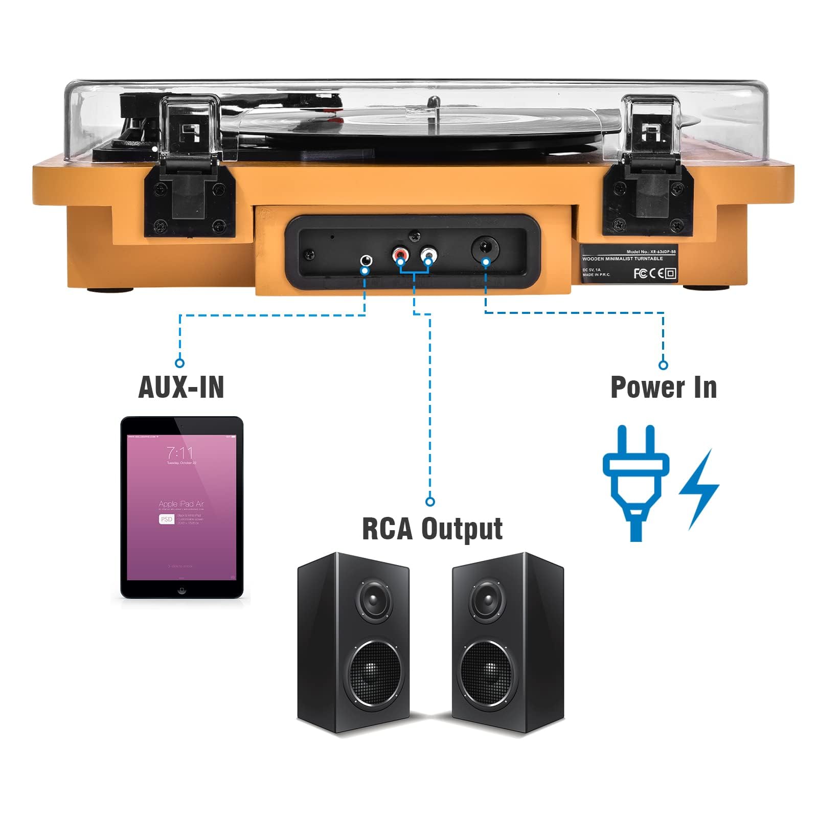 Wrcibo Record Player,Hall-Level Audio Quality Turntable,3-Speed Premium Wood Vinyl Player Suitable for Gift Giving,Home Decoration,Upgraded Stylus Reduces Risk of Record Damage.