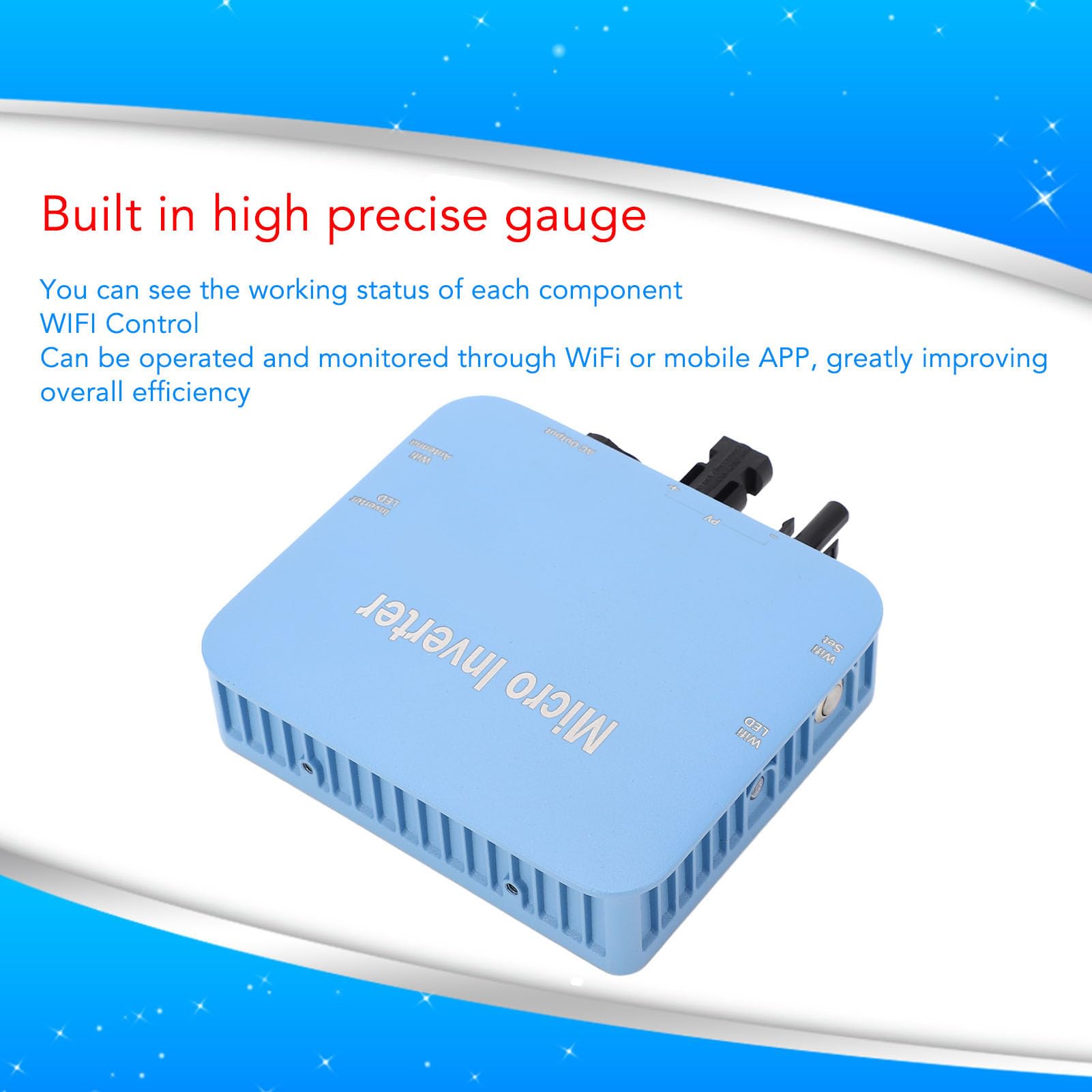 WiFi 120V Micro Grid Connected Inverter Aluminum Alloy Waterproof Grid Tie Inverter US Plug (500W)