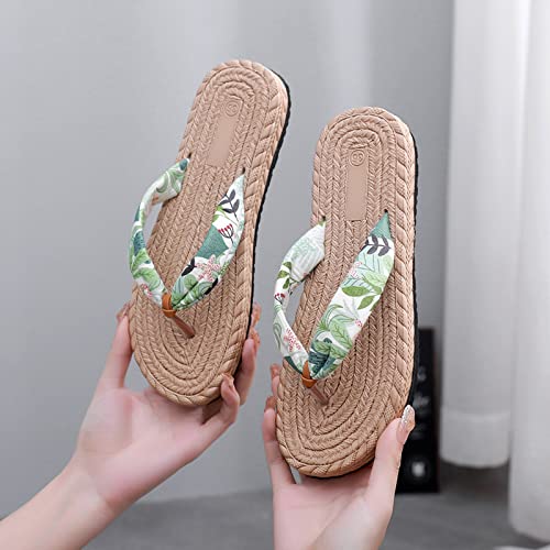 Women's Summer Thong Sandals House Slippers Open Toe Casual Cool Flip Flops Non Slip Stylish Comfy Beach Sandal Green