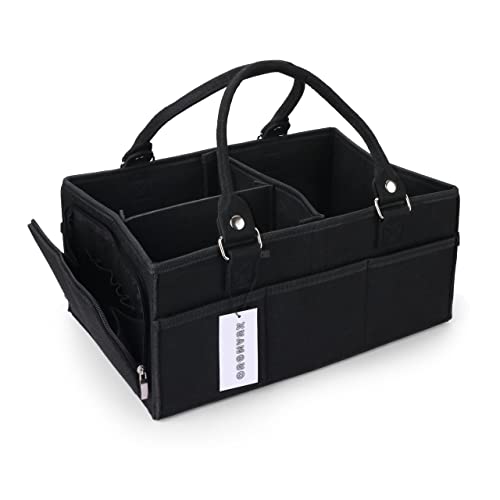 XUANGUO Baby Diaper Caddy Organizer for Girl Boy Large Nursery Storage Bin Basket Portable Holder Tote Bag for Changing Table and Car Baby Shower Gifts Newborn Baby Registry Must Haves Items black