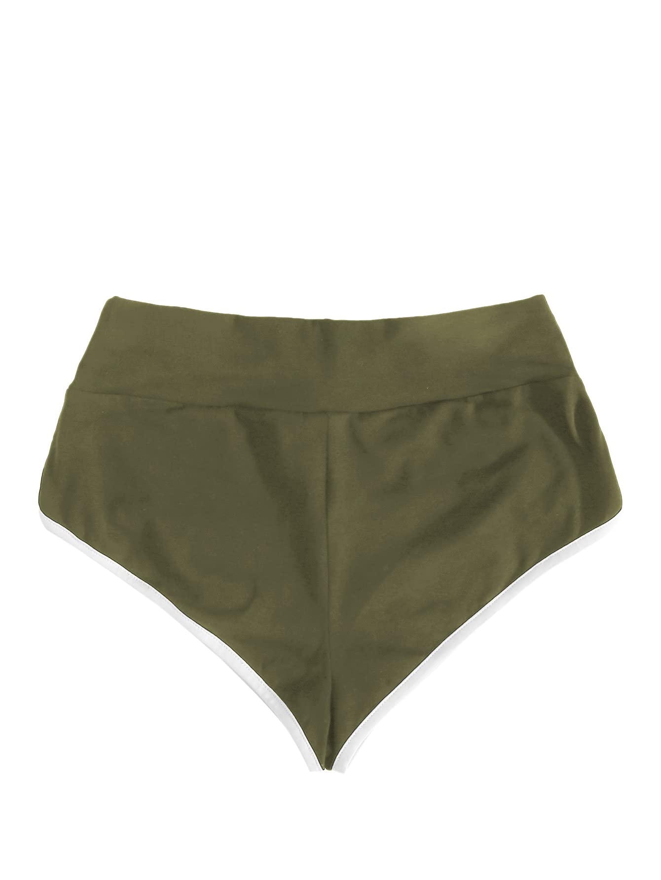 SweatyRocks Women's Sporty Elastic Waist Contrast Binding Mini Biker Shorts Army Green XS