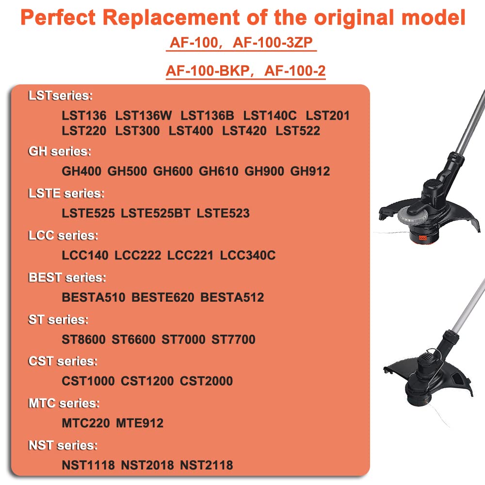 X Home AF-100 Weed Eater String Compatible with Black Decker String Trimmers, 8 Spools & 2 Caps