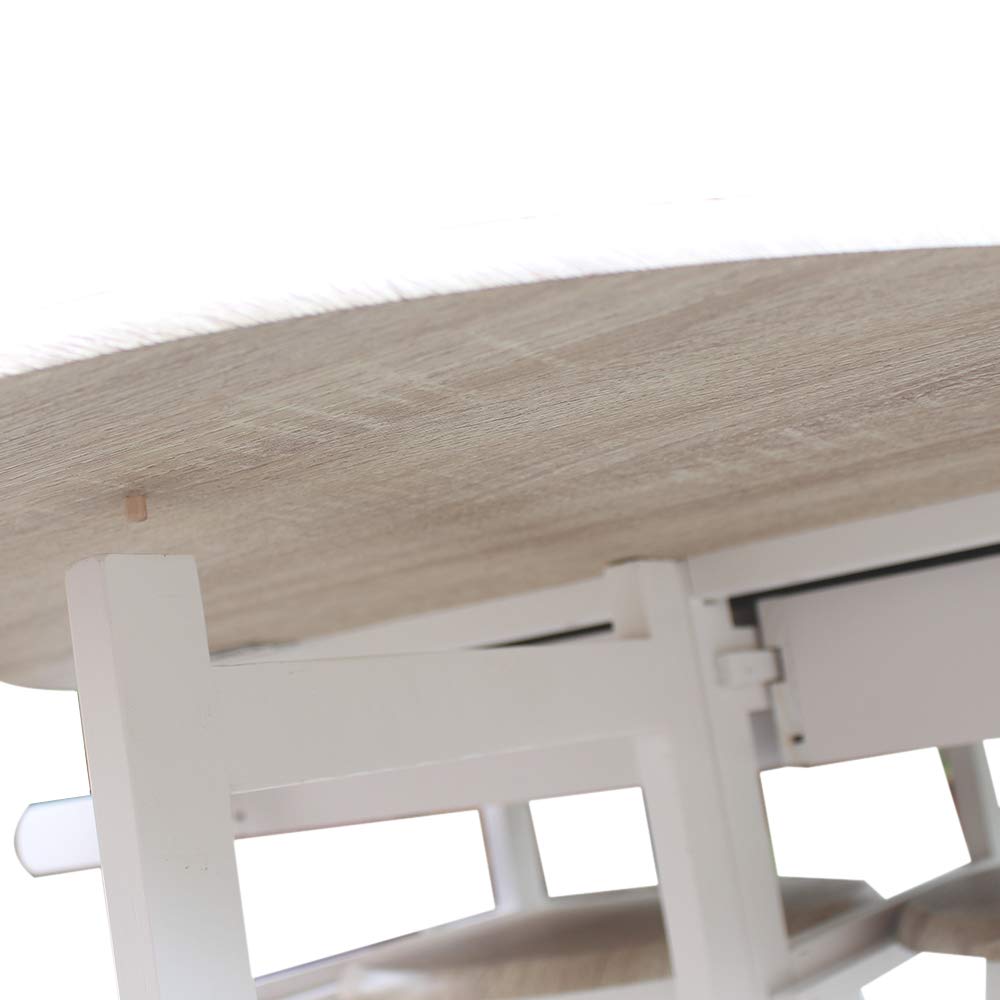 UDeuxff Bar Table and Chairs Set,Solid Wood Folding Dining Cart with 2 Free Stools for 2,Kitchen,Small Spaces (B)