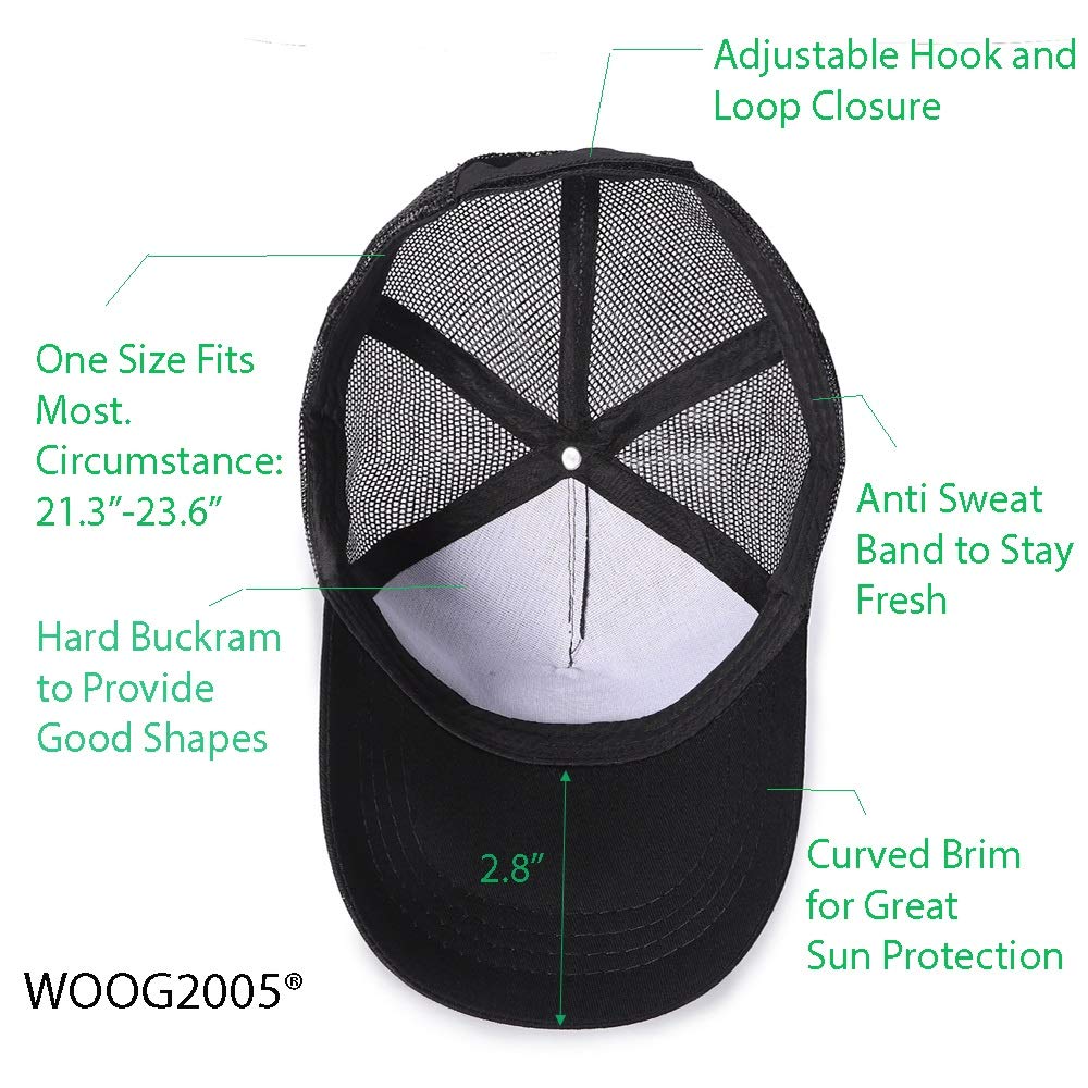 WOOG2005 for Women Men, Fishing Gift Structured Trucker Hat Meshback Cap for Men Women (Rainbow Trout - Black)