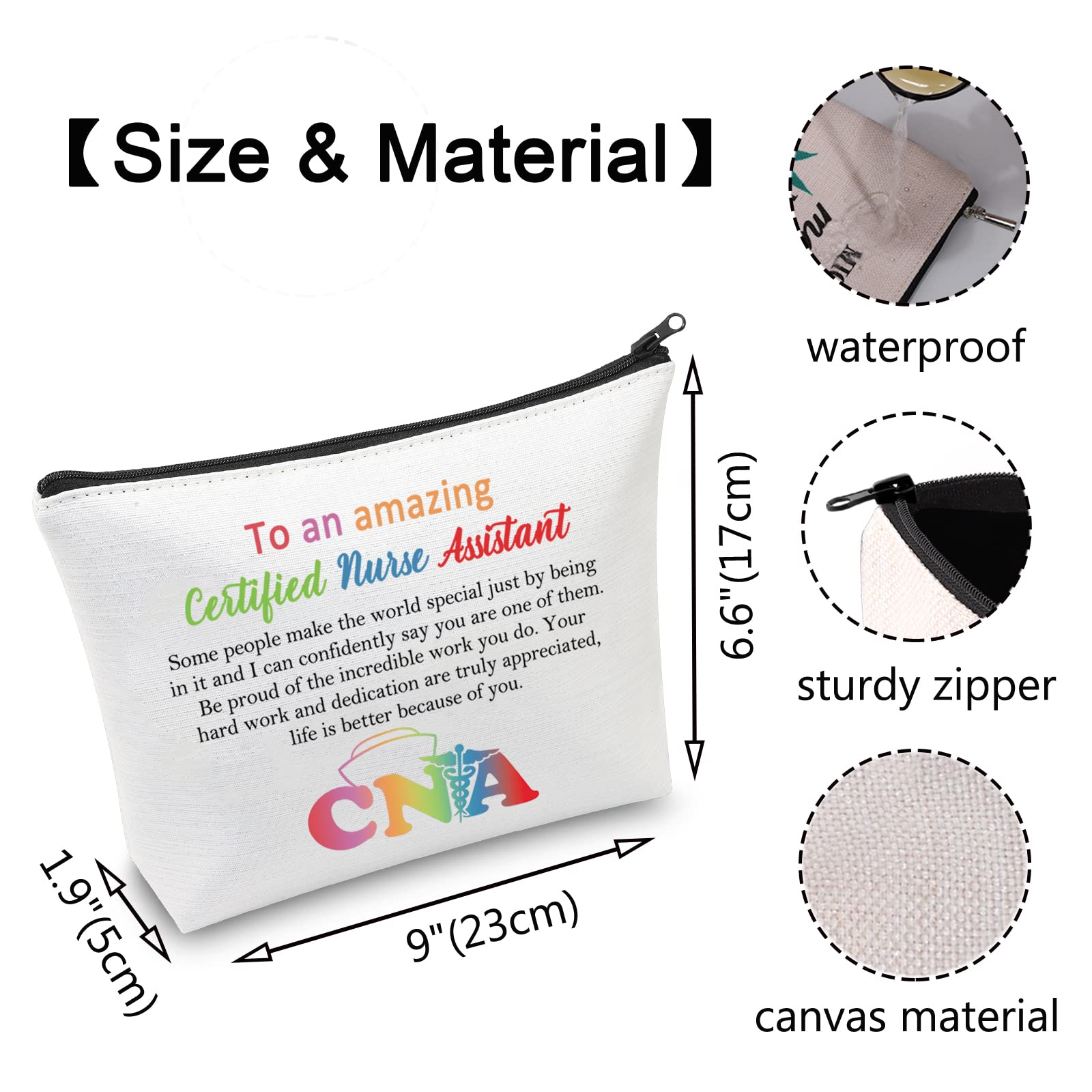 VAMSII CNA Makeup Bag Certified Nursing Assistant Gifts CNA Appreciation Gift Nursing Assistant Week CNA Graduation Cosmetic Zipper Pouch(CNA better bag)