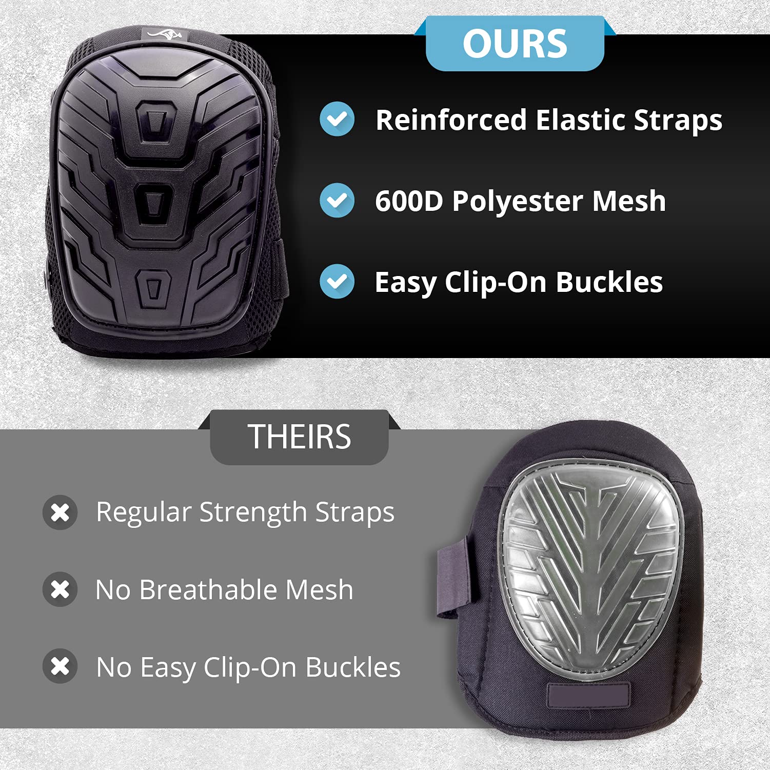 Work Knee Pads for Men and Women - Non-Slip Construction Knee Pads with Protective Foam Padding, Comfy Gel Cushion, and Adjustable Clip-on Straps - Multi-Use for Gardening, Cleaning, Flooring and More