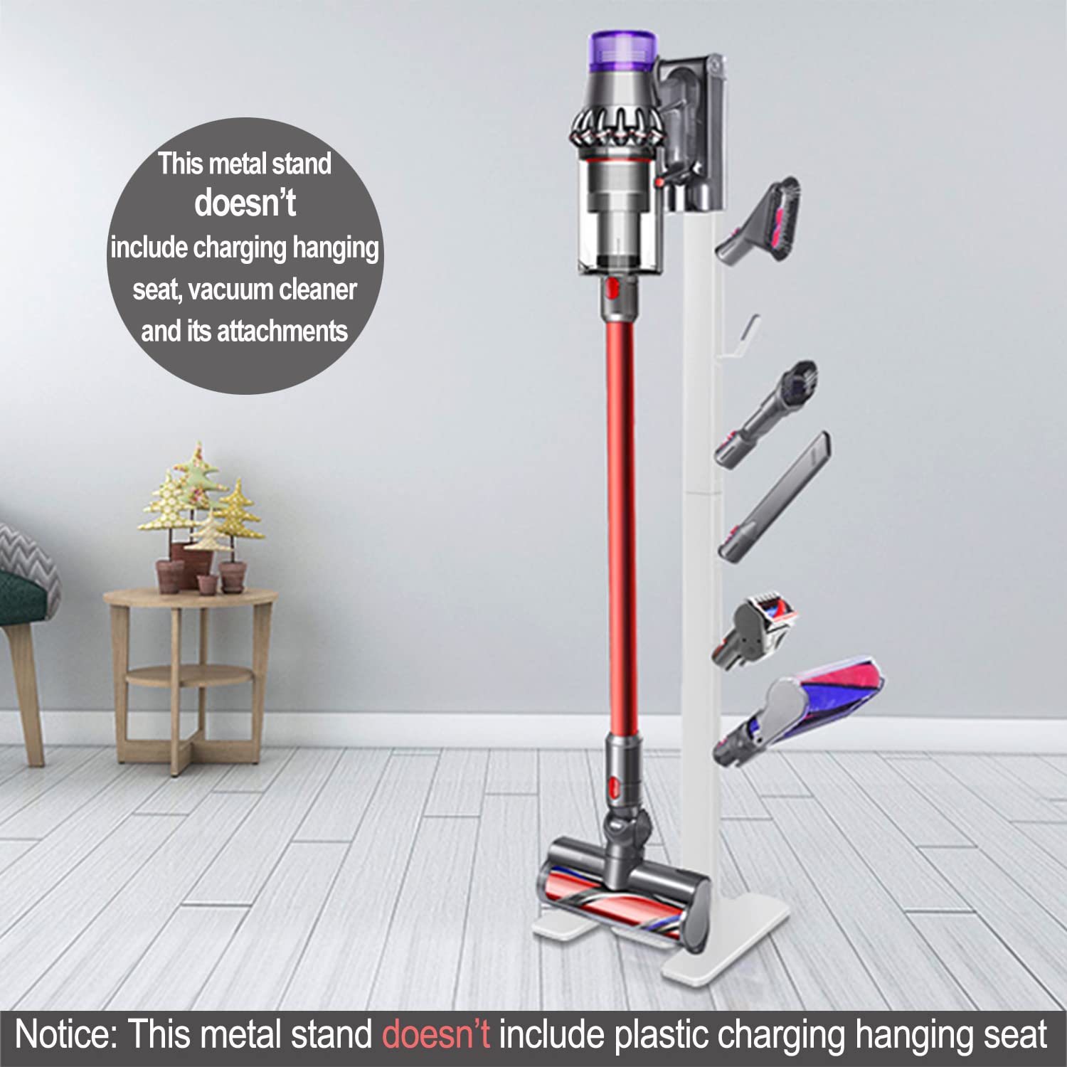 XIGOO Storage-Stand-Docking-Station-Holder Compatible with V15 Detect V11 V10 V8 V7 V6 Cordless Vacuum Cleaners, Stable Metal Organizer Rack(White, 6 Hooks)