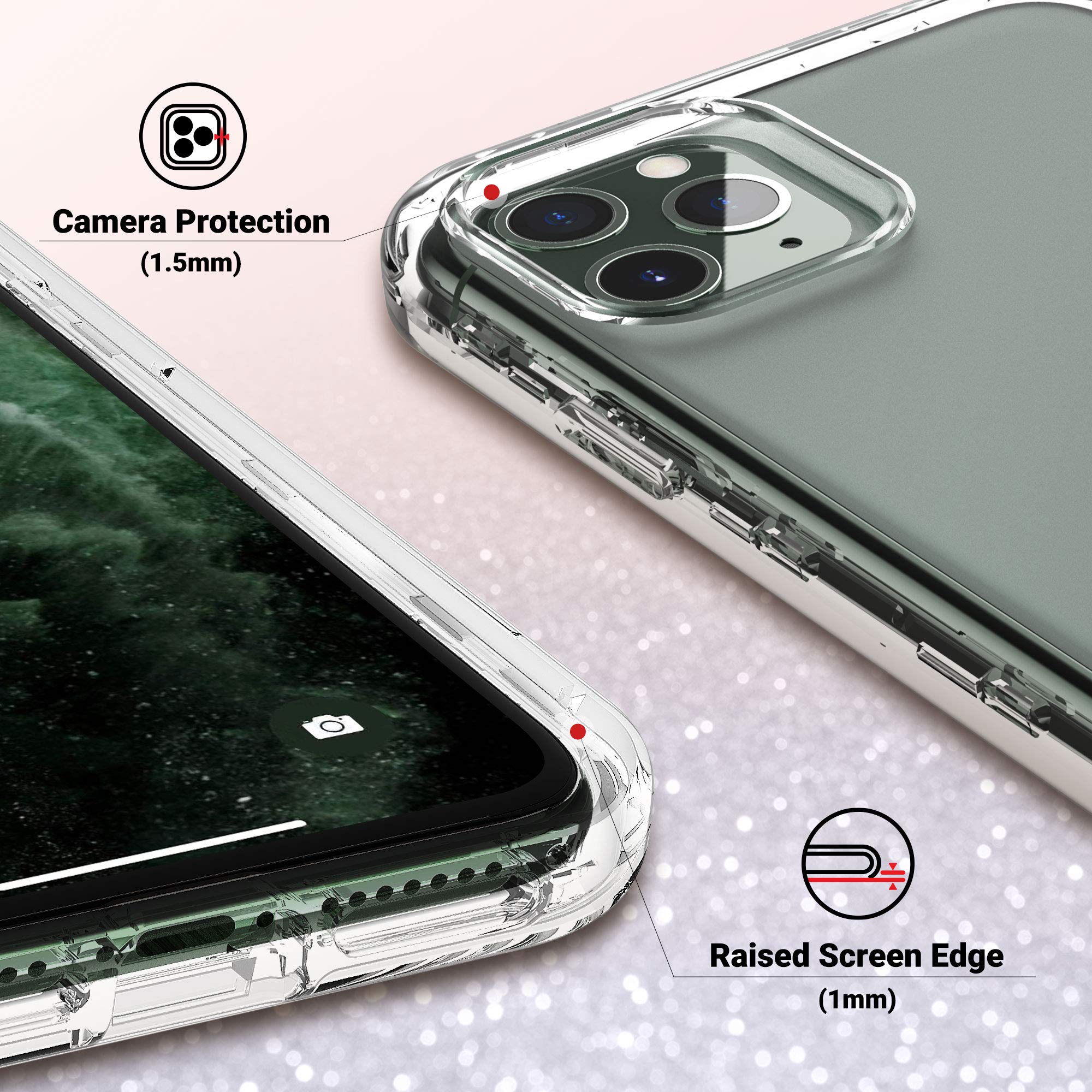 ULAK Compatible with iPhone 11 Pro Max Case, Crystal Clear Heavy Duty Shockproof Rugged Transparent Soft TPU Protective Bling Phone Cover for iPhone Pro Max 6.5 inch (2019), Clear