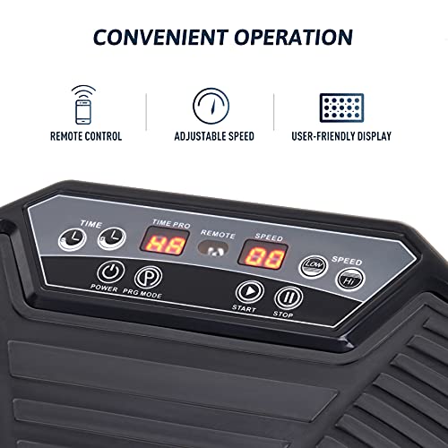 ZELUS Vibration Plate Exercise Machine with Resistance Bands, Vibrating Core Cardio Strength Training Plate for Home Workouts, Exercise Fitness Home Gym Equipment Vibration Machine with Remote