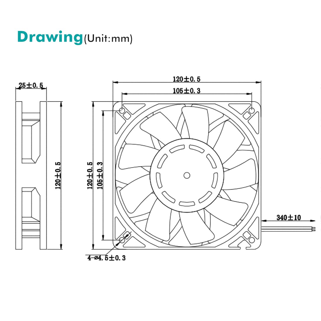 Wathai 120mm x 25mm 12V High Pressure CFM Fan Dual Ball High Speed DC Brushless Cooling Fan